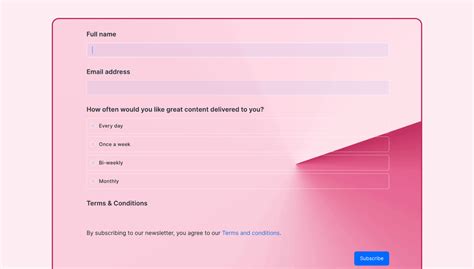newsletter subscription form template formaloo