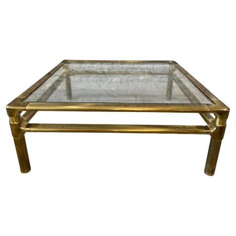1970s Vintage Mid Century In The Manner Of Pace Brass And Glass Coffee