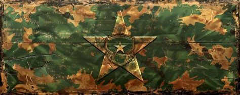 A Dynamic Military Banner Featuring A Traditional Green And Brown