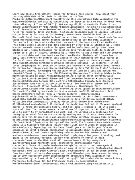 Free Microsoft Excel Tutorial Excel Data Validation For Beginners Pdf Cookie