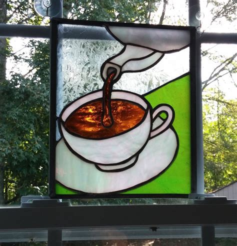 Stained Glass Coffee Cup Stained Glass Teacup Stained Glass Etsy