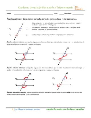 Taller Paralelas Y Una Transversal Teoria Y Taller Pdf