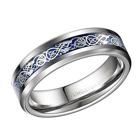 8mm Unisex Or Mens Black And Blue Celtic Tungsten Carbide Wedding