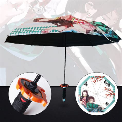 Tanjiro Orange Nichirin Sword Umbrella Demon Slayer CuteTrendybn