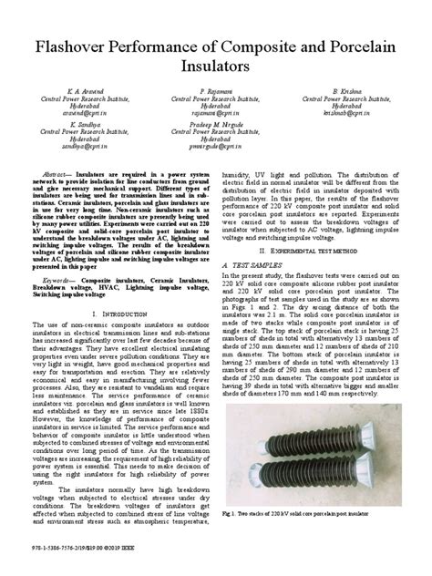 Flashover Performance Of Composite And Porcelain Insulator Pdf Insulator Electricity