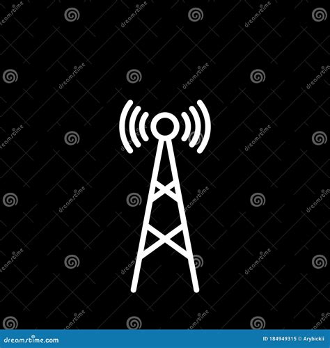 Radio Tower With Waves For Broadcast Transmission Vector Stock Vector
