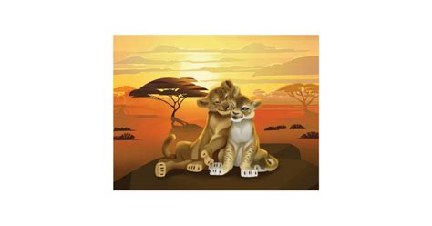 Lion King Simba And Nala At Sunset Postcard