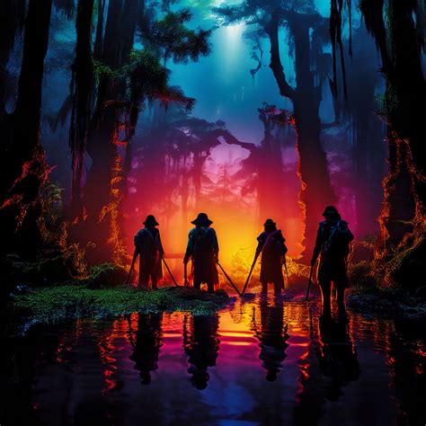 Five Adventurers Traverse A Glowing Swamp By Nevek M Playground
