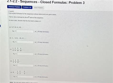 Solved 1 Point Find Explicit Formulas For The Sequences Chegg Com