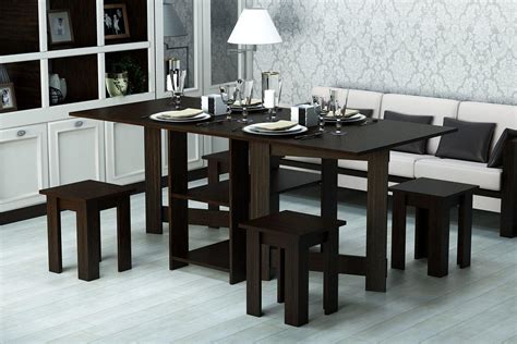 ᐉ Розкладний стіл книжка Гостинний з табуретками Дуб венге • Краща ціна в Києві Україні