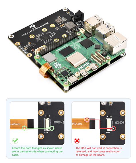 Pcie To 4 Ch M2 Adapter Board For Raspberry Pi 5 Supports 4 Ch Nvme