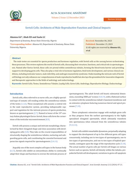 PDF Acta Scientific ANATOMY Volume 2 Issue 12 December 2023 Sertoli