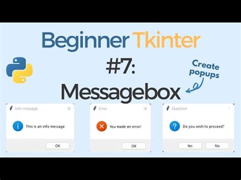 Tkinter Messagebox And Popups Tkinter Tutorial For Beginners Youtube