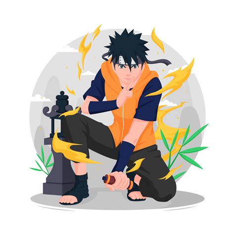 A Ninja Using Fire Techniques 21985072 Vector Art At Vecteezy
