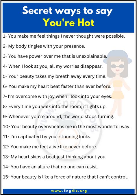 160 Romantic Sweet Creative Ways To Say Youre Hot Engdic