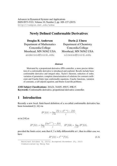Pdf Newly Defined Conformable Derivatives