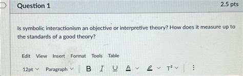 Solved Question 12 5ptsIs Symbolic Interactionism An Chegg Com