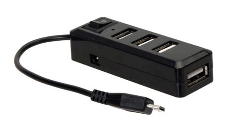 USB Mini Hub With Power Switch OTG MicroUSB Kiwi Electronics
