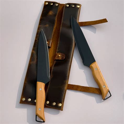 Leather Knife Case Chef Knife Holder For 2 Knives