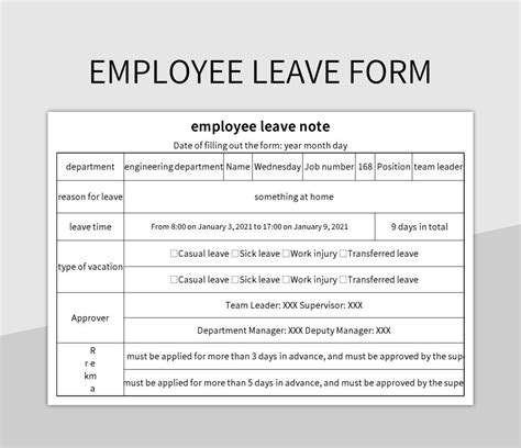 Employee Leave Form Excel Template And Google Sheets File For Free