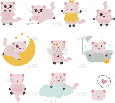 猫可爱的绘画插图爪子动物身体部位计算机制图计算机图形学友谊儿童矢量