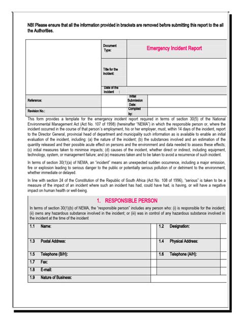 Emergency Incident Report Pdf Emergency Toxicity