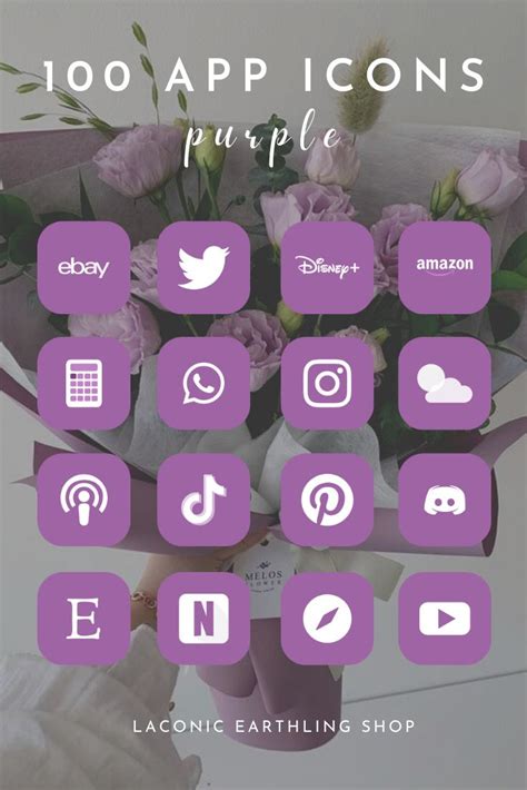 Ios 14 Purple Aesthetic App Icons Pack Laconicearthling Etsy In 2021