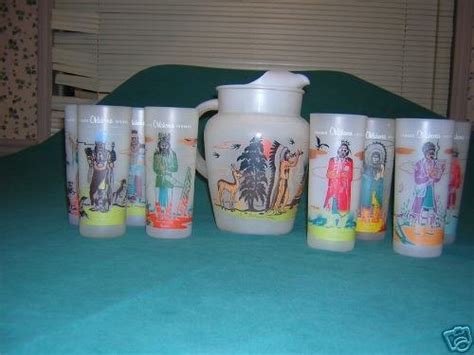 Acee Blue Eagle Oklahoma Indian Pitcher And Glasses Set 21161246