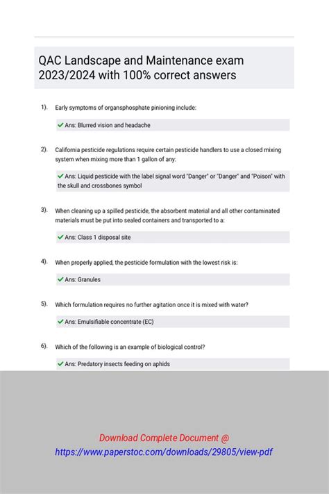 Qac Landscape And Maintenance Exam 20232024 With 100 Correct Answers In