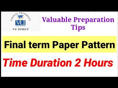VU Final Term Paper Pattern Spring 2022 YouTube