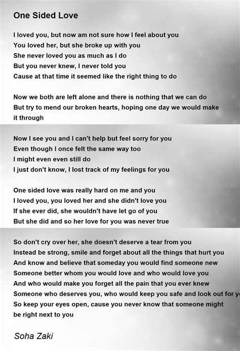 One Sided Love One Sided Love Poem By Soha Zaki