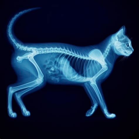 Premium Photo Xray Of A Cat Full Body Blue Tone Radiograph On A Black Background Ai Generative