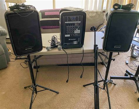 Karaoke Knox Gear Dual Speaker And Mixer Setportable 8” 300 Watt Kj