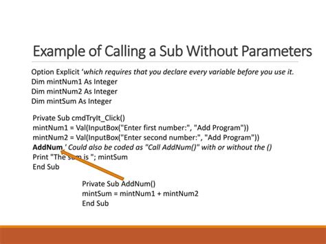 Understanding Subroutines And Functions In Vb6 Ppt