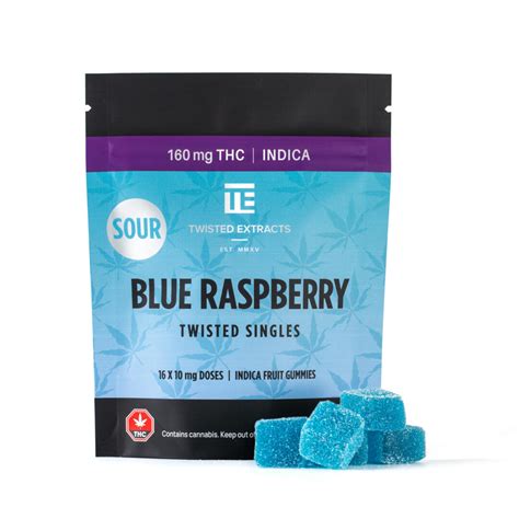 Sour Blue Raspberry Twisted Singles 160mg Thc Indica Gummies