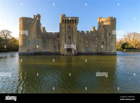 Bodiam Castle 14th Century Medieval Fortress With Moat And Soaring