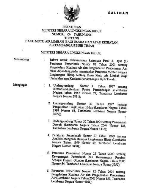 PDF Permen LH Nomor Tahun Tentang Baku Mutu Air Limbah Bagi Usaha Dan Atau Kegiatan