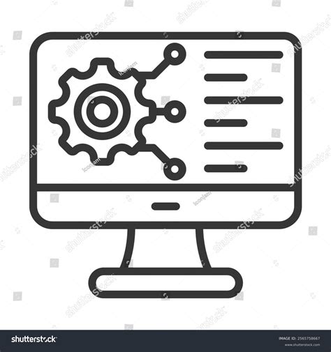 Computer System Icon Vector Illustration Outline Stock Vector Royalty