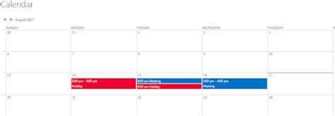 Sharepoint Calendar Colour Coded Entries Using Calendar Overlays