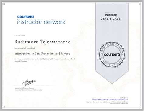 Completion Of Data Protection And Privacy Course Budumuru