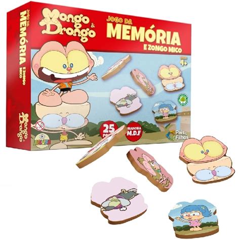 Jogo Da Memória Madeira Mongo Drongo Peças Pais e Filhos Papelaria Criativa