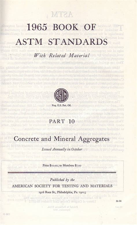 1965 Book Of Astm Standards Part 10 Concrete And Mineral Aggregates By