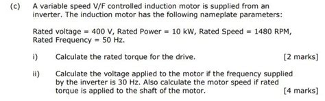 solved c a variable speed v f controlled induction motor