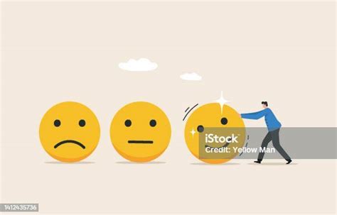 긍정적 인 사고 또는 낙관적 인 태도 행복과 감성 지능 사이의 균형 젊은 남자는 감성 지능을 증가 시켰습니다 슬픔에 대한 스톡