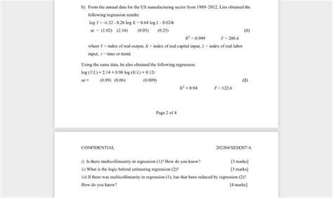 Solved Question 2 25 Marks A The Following Table 1 Gives