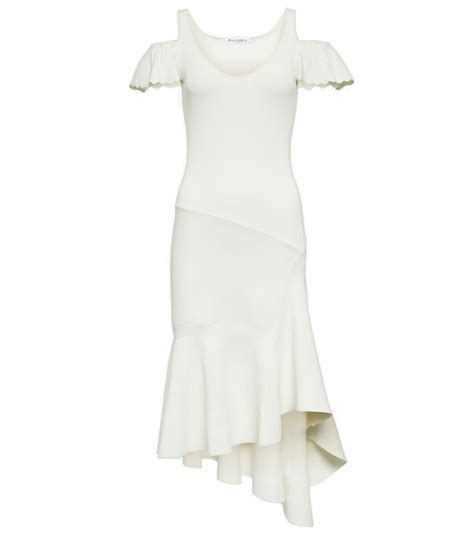 Jw Anderson Ruffled Off Shoulder Midi Dress Jw Anderson