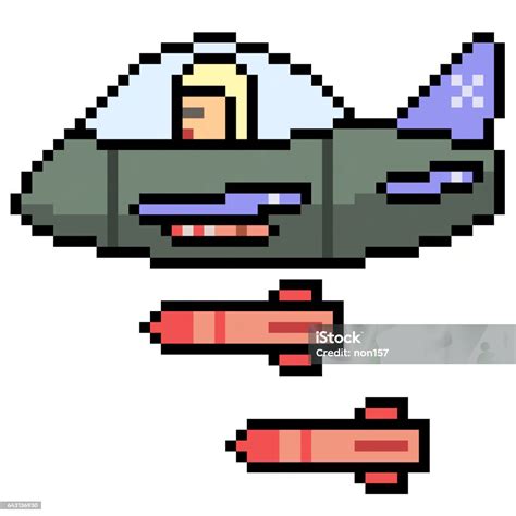 Pixel Art Jet Plane Stock Illustration Download Image Now Adult