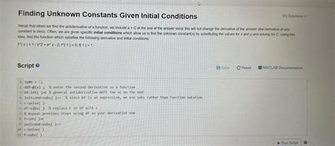 finding unknown constants given initial conditions