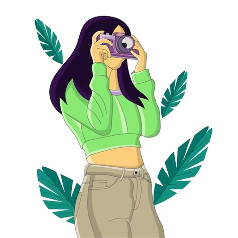 Premium Vector Girl Photographer