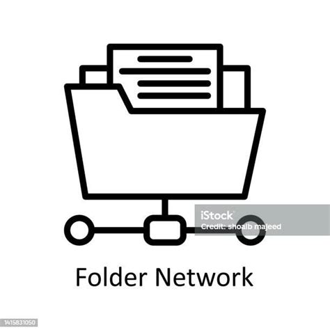 フォルダネットワークベクトルアウトラインアイコンデザインイラストを白い背景に表示しますeps 10 ファイル つながりのベクターアート素材